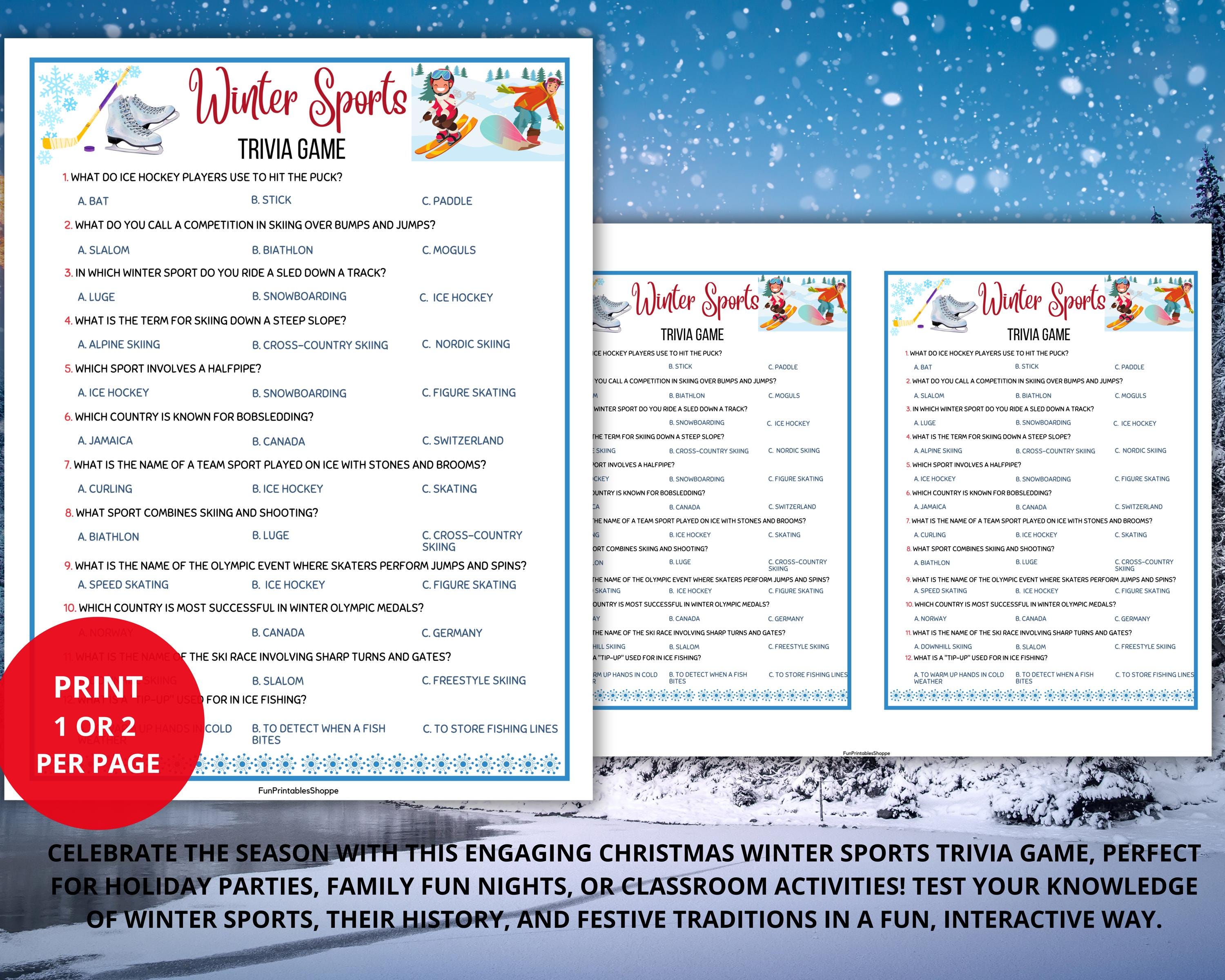 Winter Sports Trivia,winter Trivia Game,sports Trivia Game,sports Theme ...
