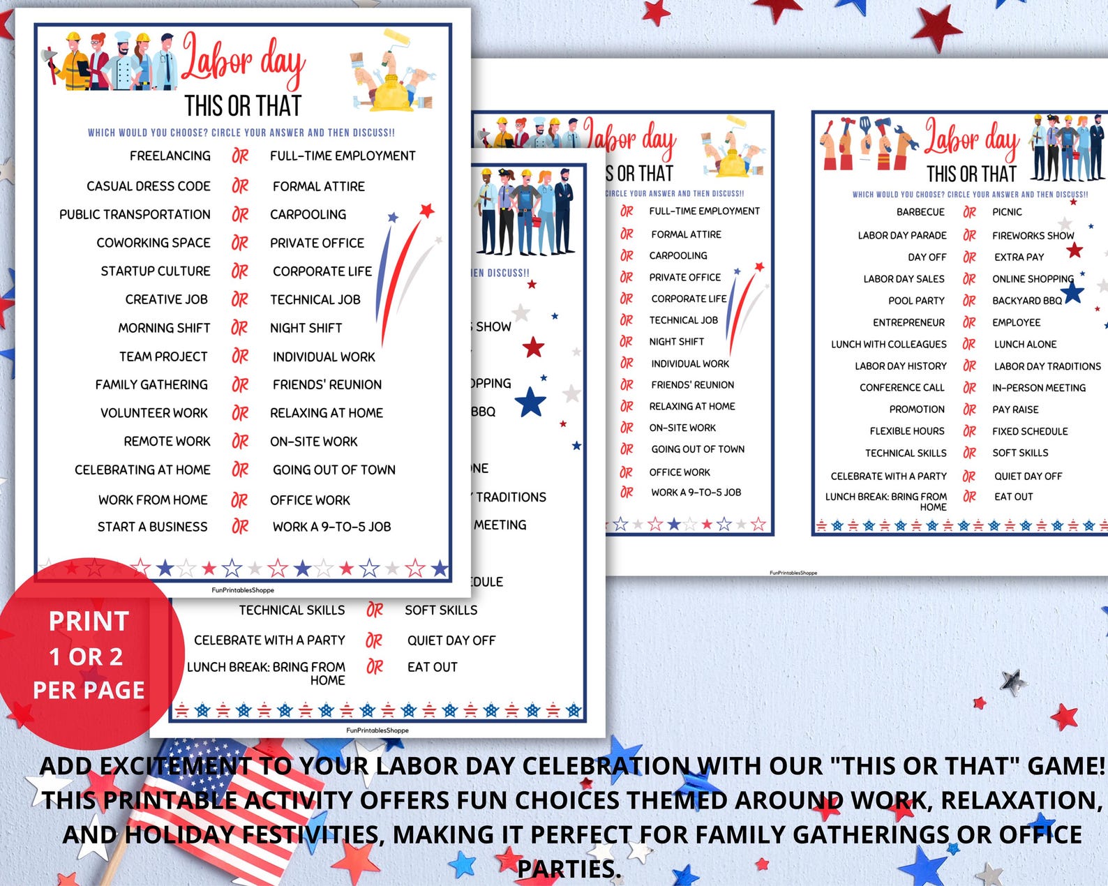 Labor Day This or That,labor Day Party Games,labor Day Activity,labor ...