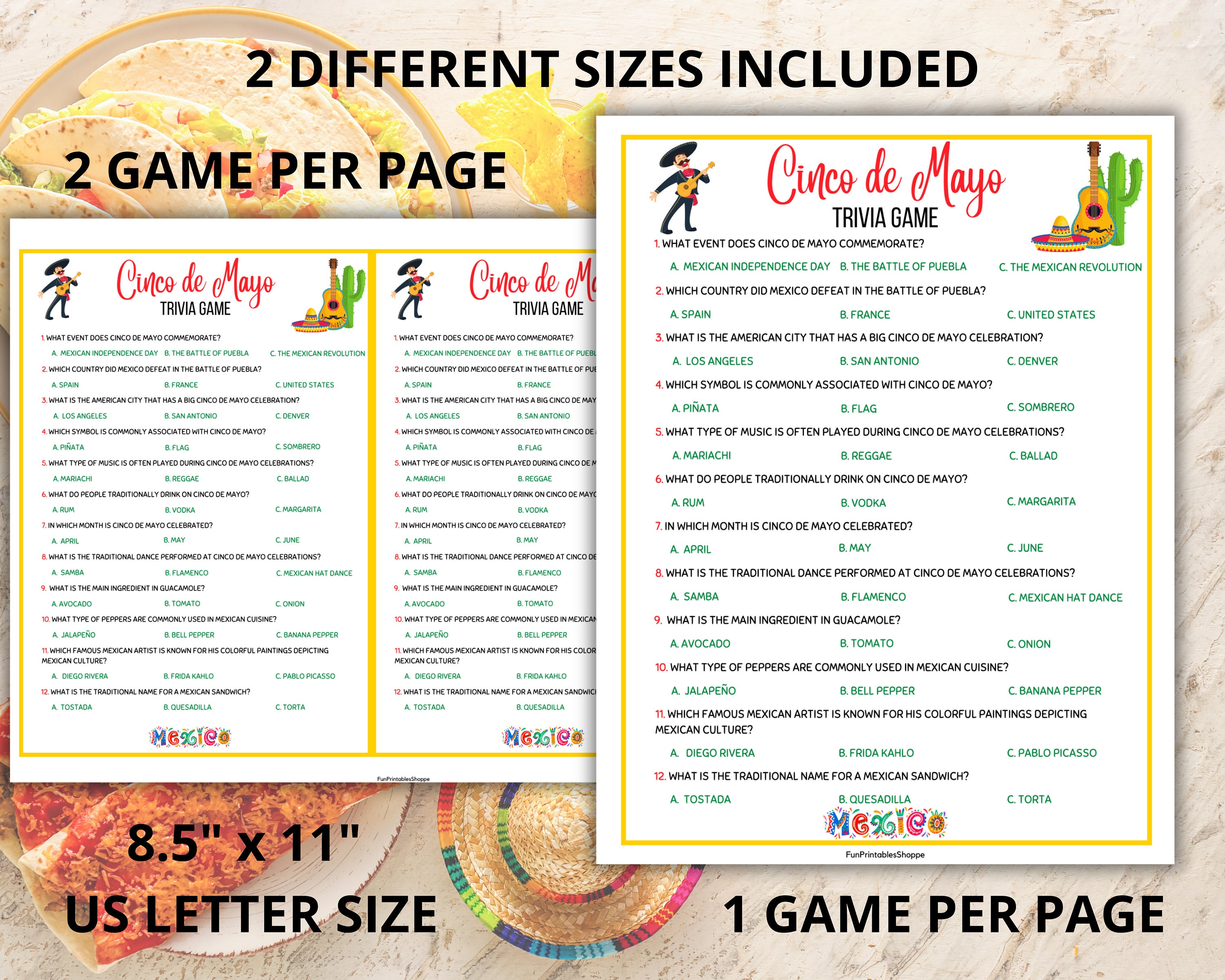 Cinco De Mayo Trivia Game,cinco De Mayo Trivia Questions,cinco De Mayo ...