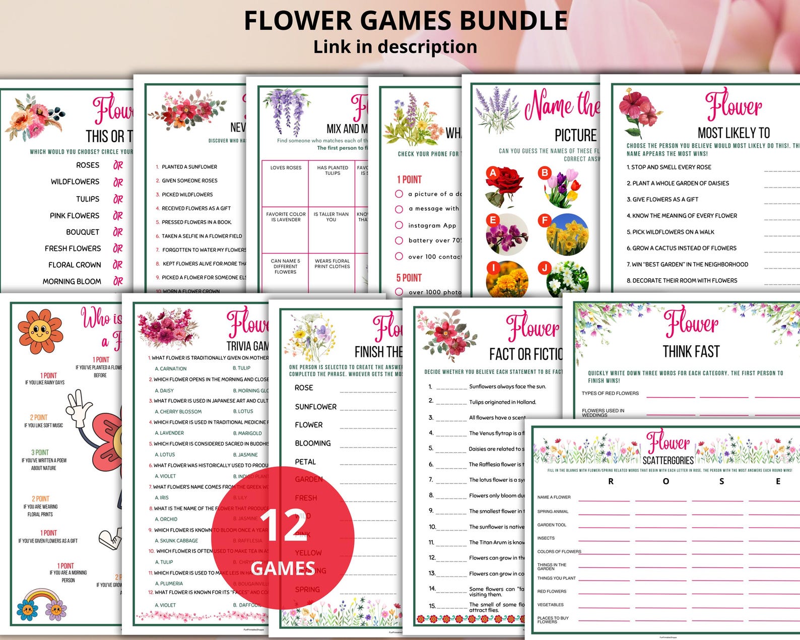 Flower Trivia Game,flower Matching Game,name the Flowers,spring Trivia ...