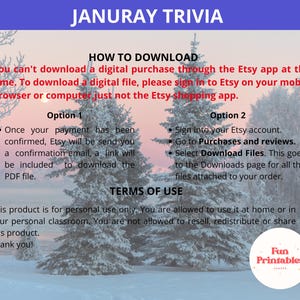 January Trivia Game,winter Trivia,month Trivia,january Quiz,holiday ...