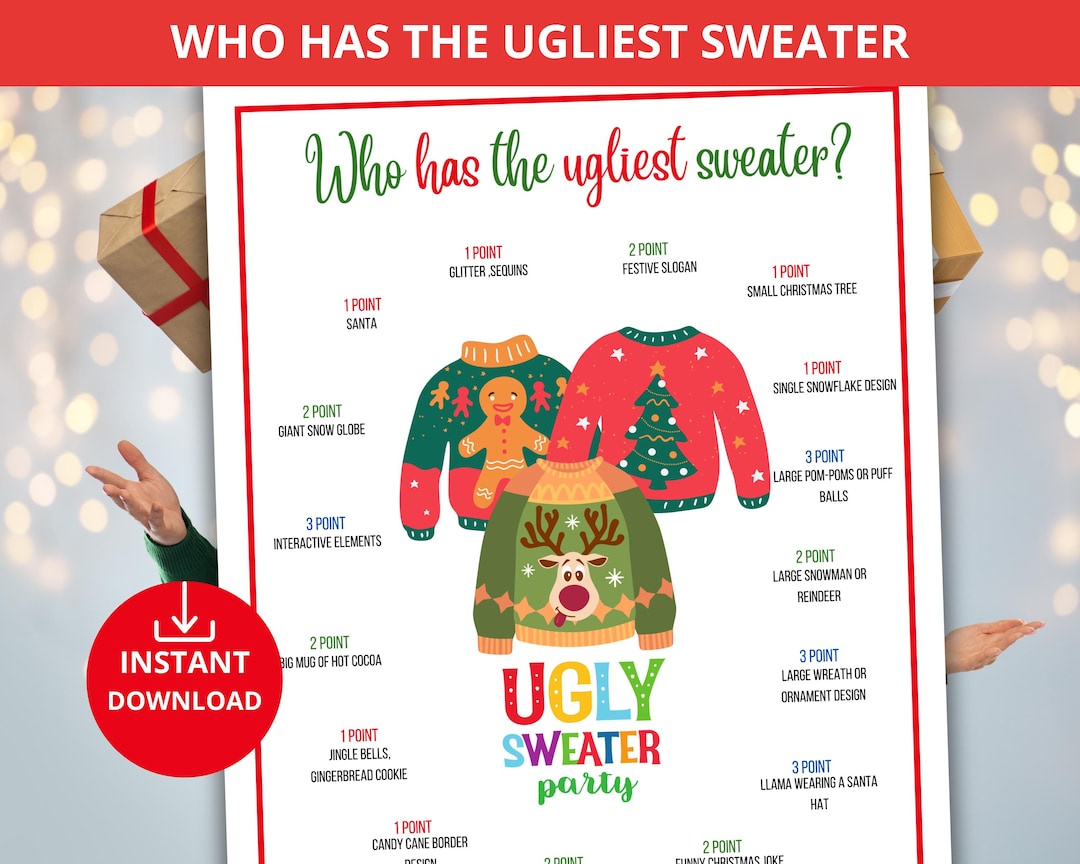 Who Has the Ugliest Sweater,christmas Ugly Sweater,xmas Icebreaker ...
