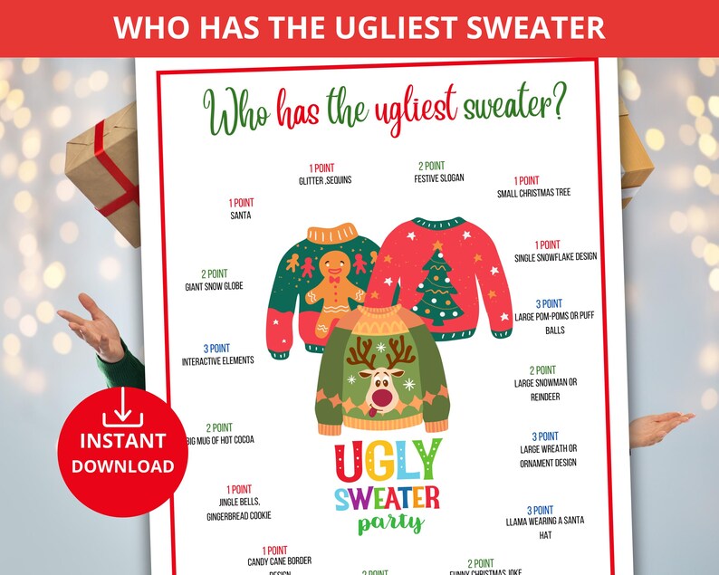 Who Has the Ugliest Sweater,christmas Ugly Sweater,xmas Icebreaker ...