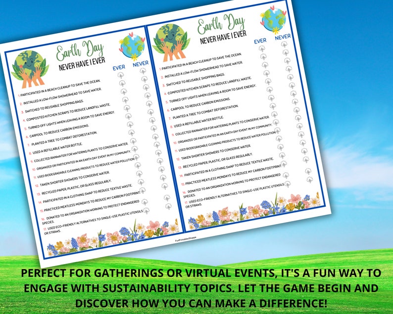 Never Have I Ever Earth Day,earth Day,printable, Games for Couples ...