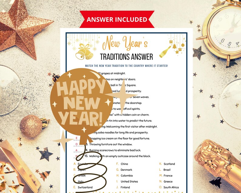 New Year's Eve Tradition Game,new Year Tradition Around the World, New ...