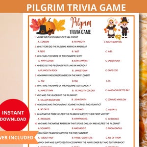 Thanksgiving Trivia Game,pilgrim Trivia Quiz,friendsgiving Games ...