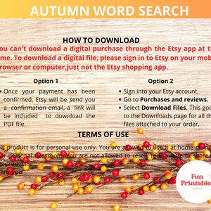 Fall Word Search,autumn Word Search,autumn Word Puzzle,fall Party Game ...