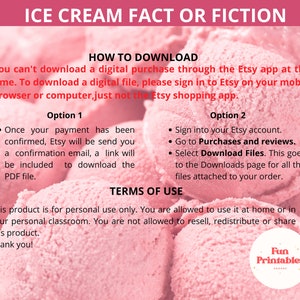 Ice Cream Fact or Fiction,ice Cream Trivia,ice Cream Social Game ...