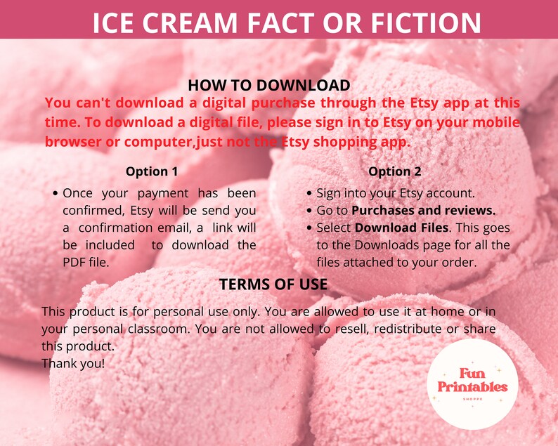 Ice Cream Fact or Fiction,ice Cream Trivia,ice Cream Social Game ...
