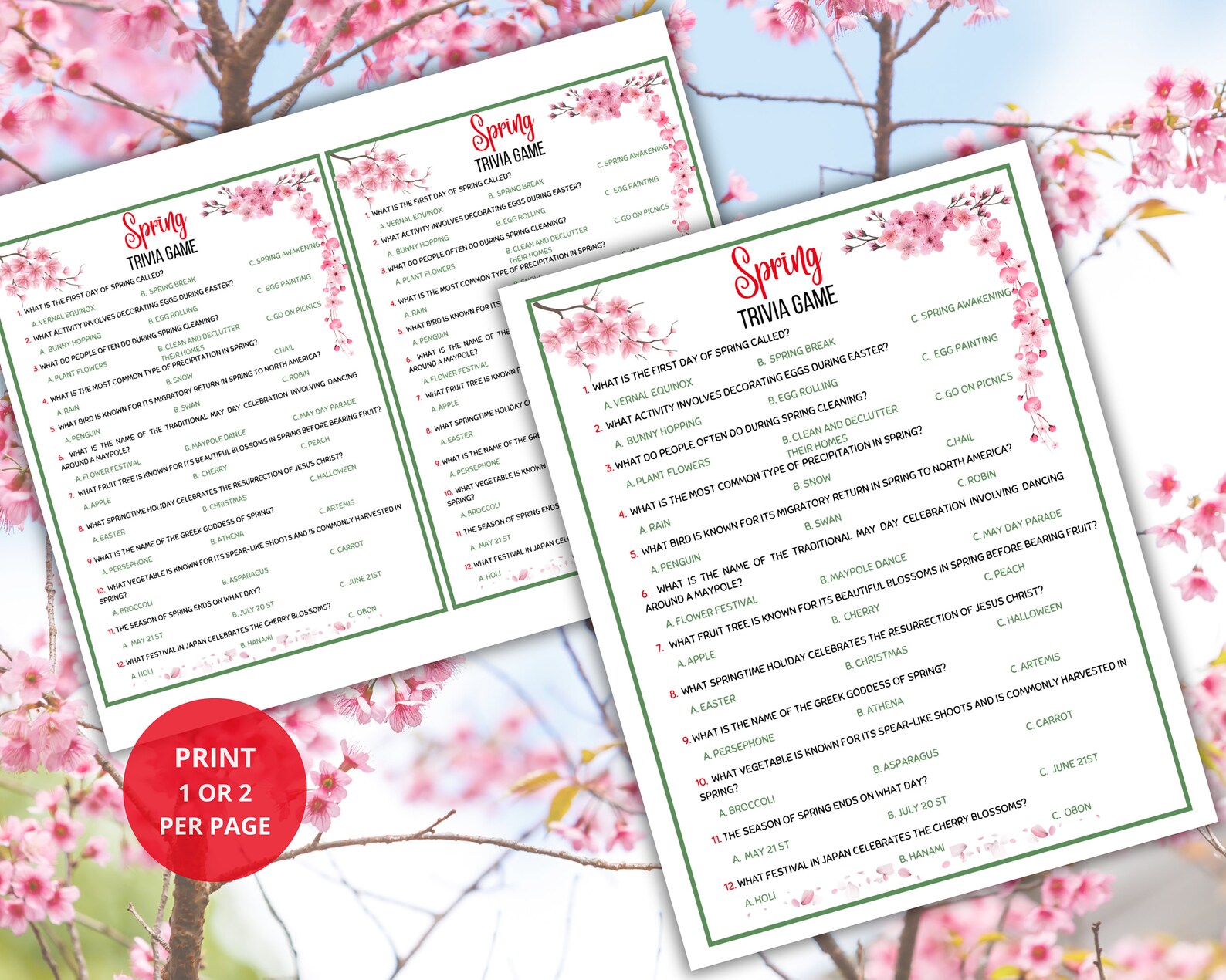 Spring Trivia Game, Fun Spring Questions, Spring Activity for Kids ...