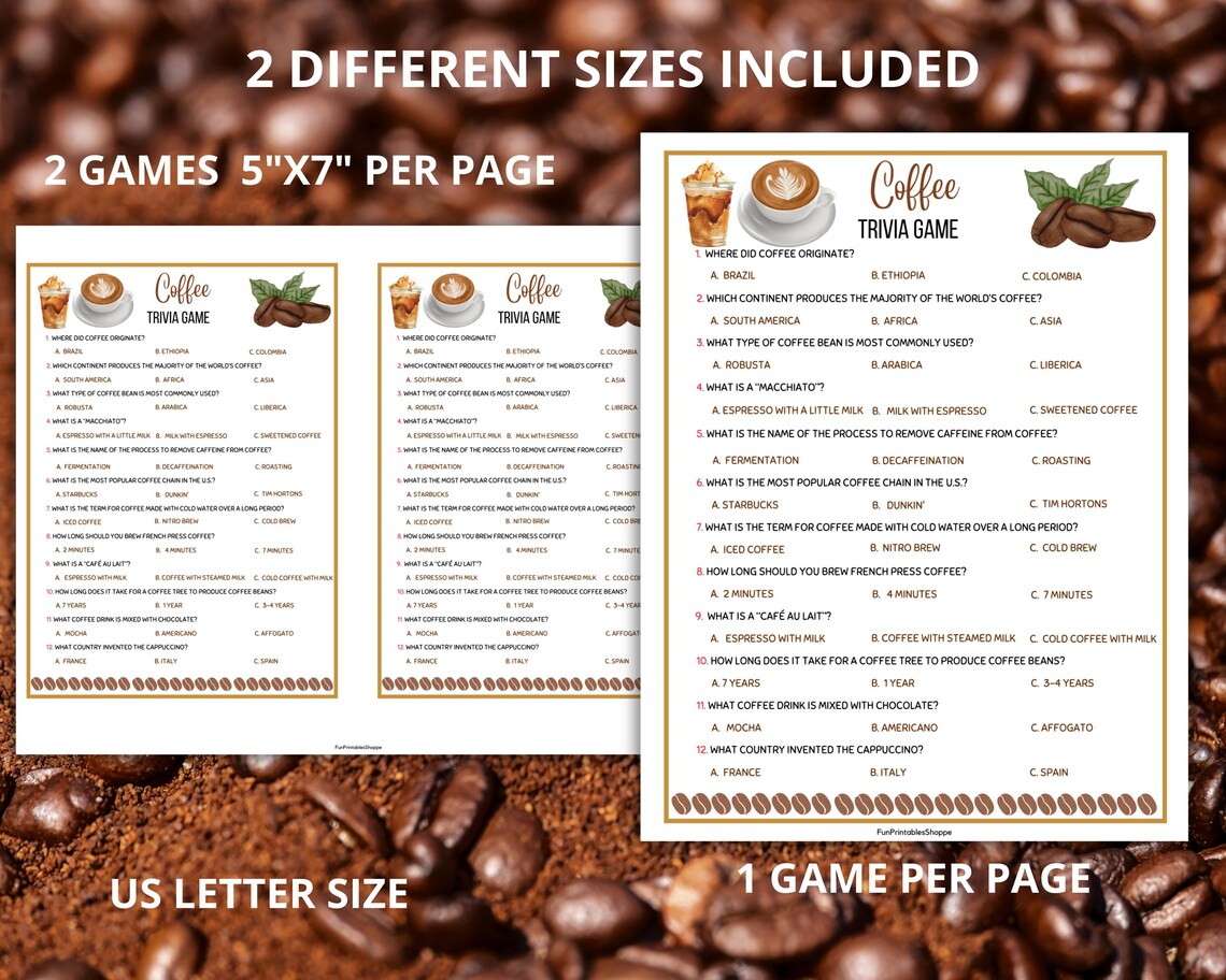 Coffee Trivia Game,coffee Shop Game,coffee Quiz,coffee Lover Game ...