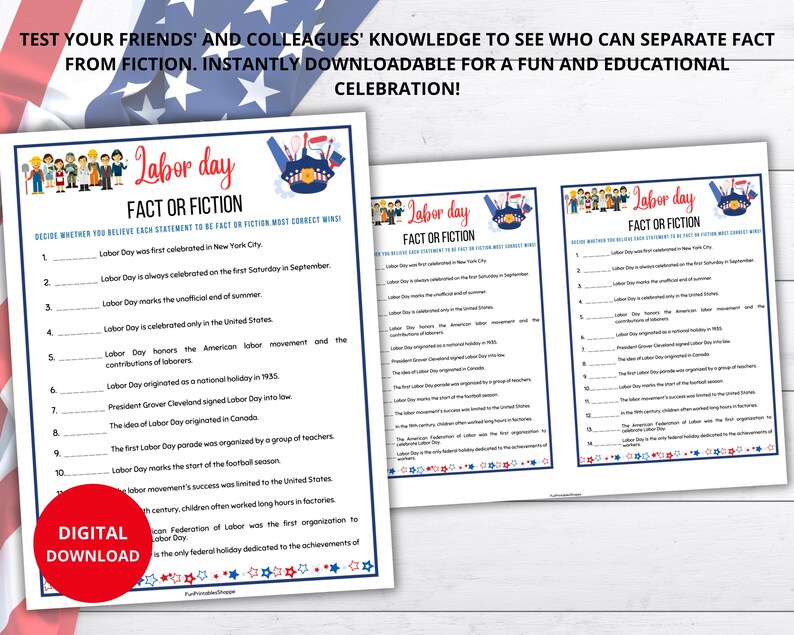 Labor Day Fact or Fiction,labor Day Trivia,american Trivia,trivia ...