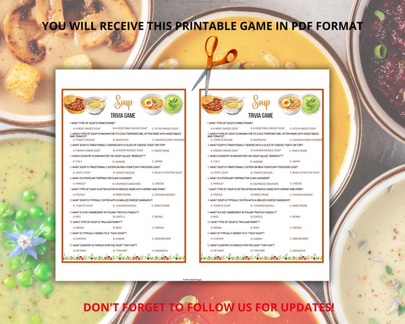Soup Trivia Game,food Trivia,soup Cook-off Game,foodie Trivia,soup Fact ...