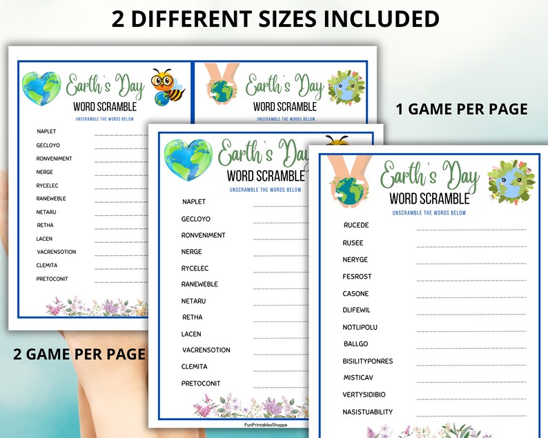 Earth Day Word Scramble Game, Earth Day Activity,spring Games ...
