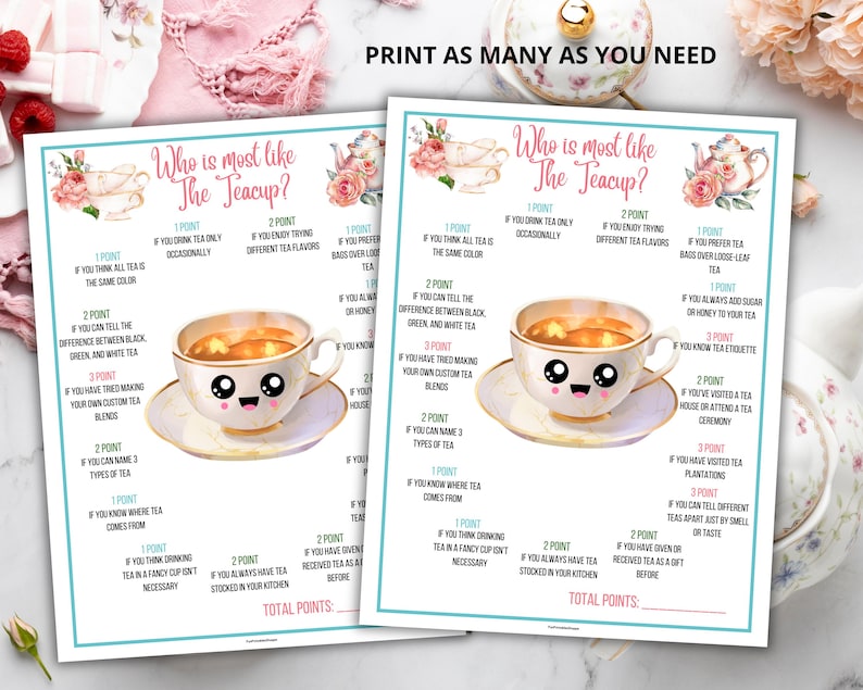 Tea Party Games,who is Most Like the Teacup,tea Party Birthday Games ...