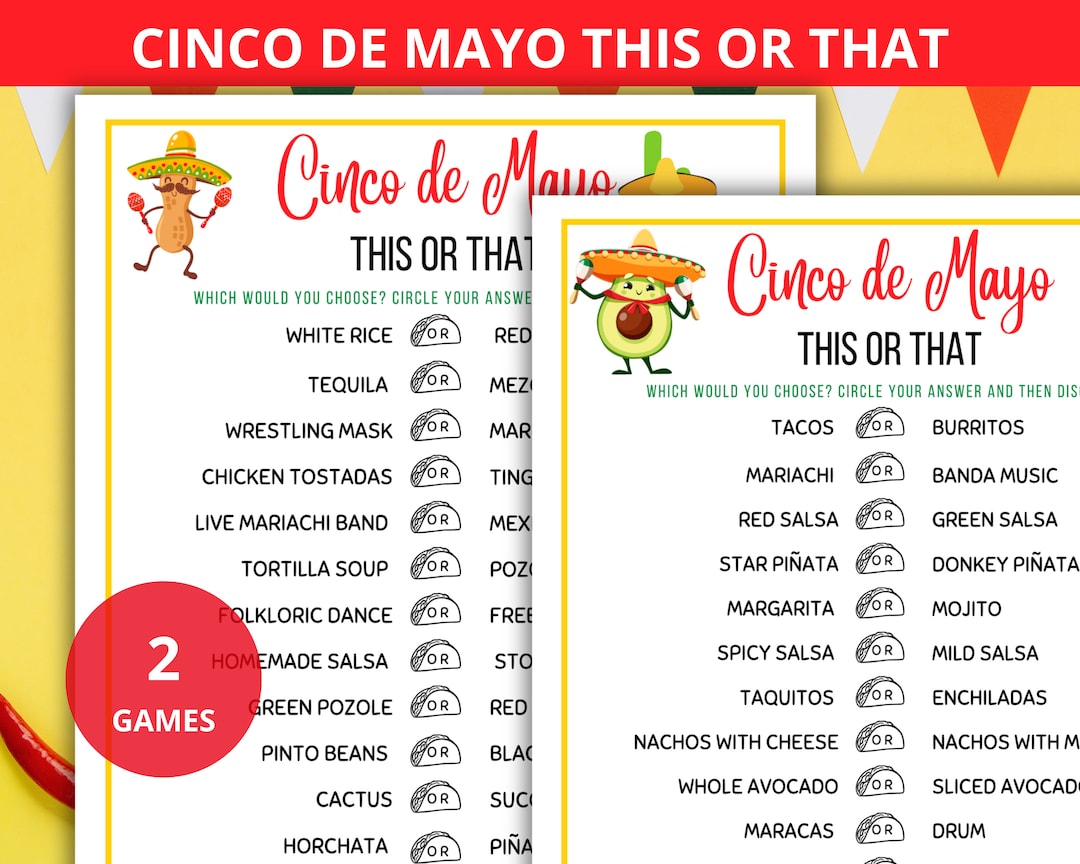 Cinco De Mayo This or That Game, Mexican Party Games,cinco De Mayo ...