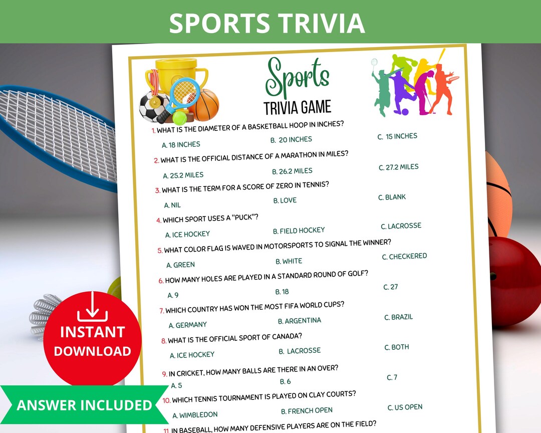 Sports Trivia Game,sports Theme Trivia,basketball Trivia,baseball Quiz ...