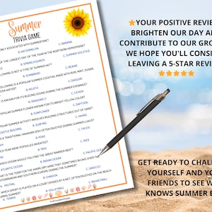 Summer Trivia Game,summer Office,summer Quiz,summertime Game,pool Party ...