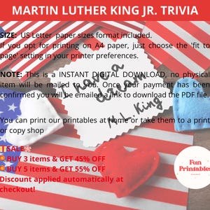 Martin Luther King Jr Trivia Game,mlk Jr Day Trivia,america History ...