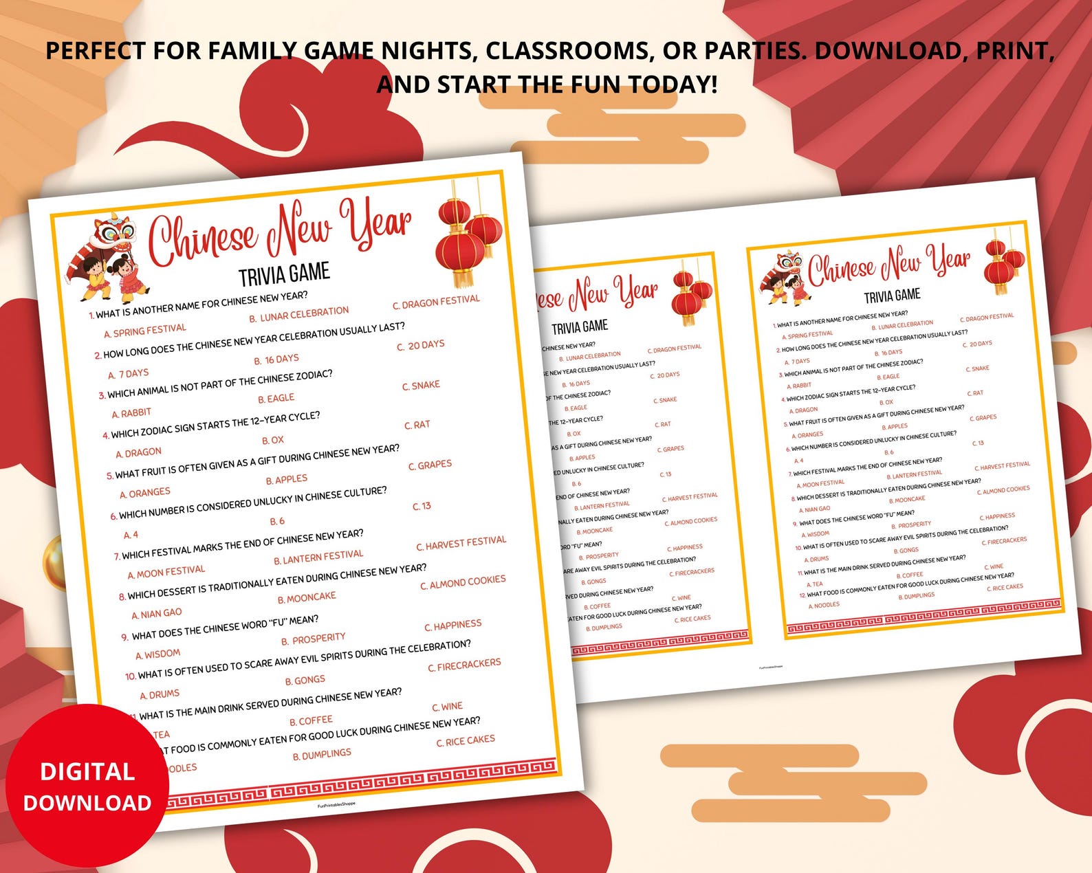 Chinese New Year Trivia,lunar New Year Activity,cny Quiz Game,chinese ...