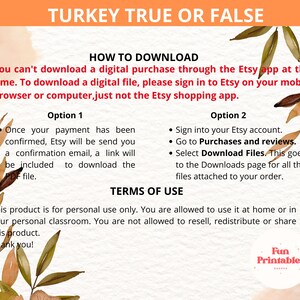 Turkey Day Quiz,thanksgiving Turkey Game,thanksgiving Fact or Fiction ...