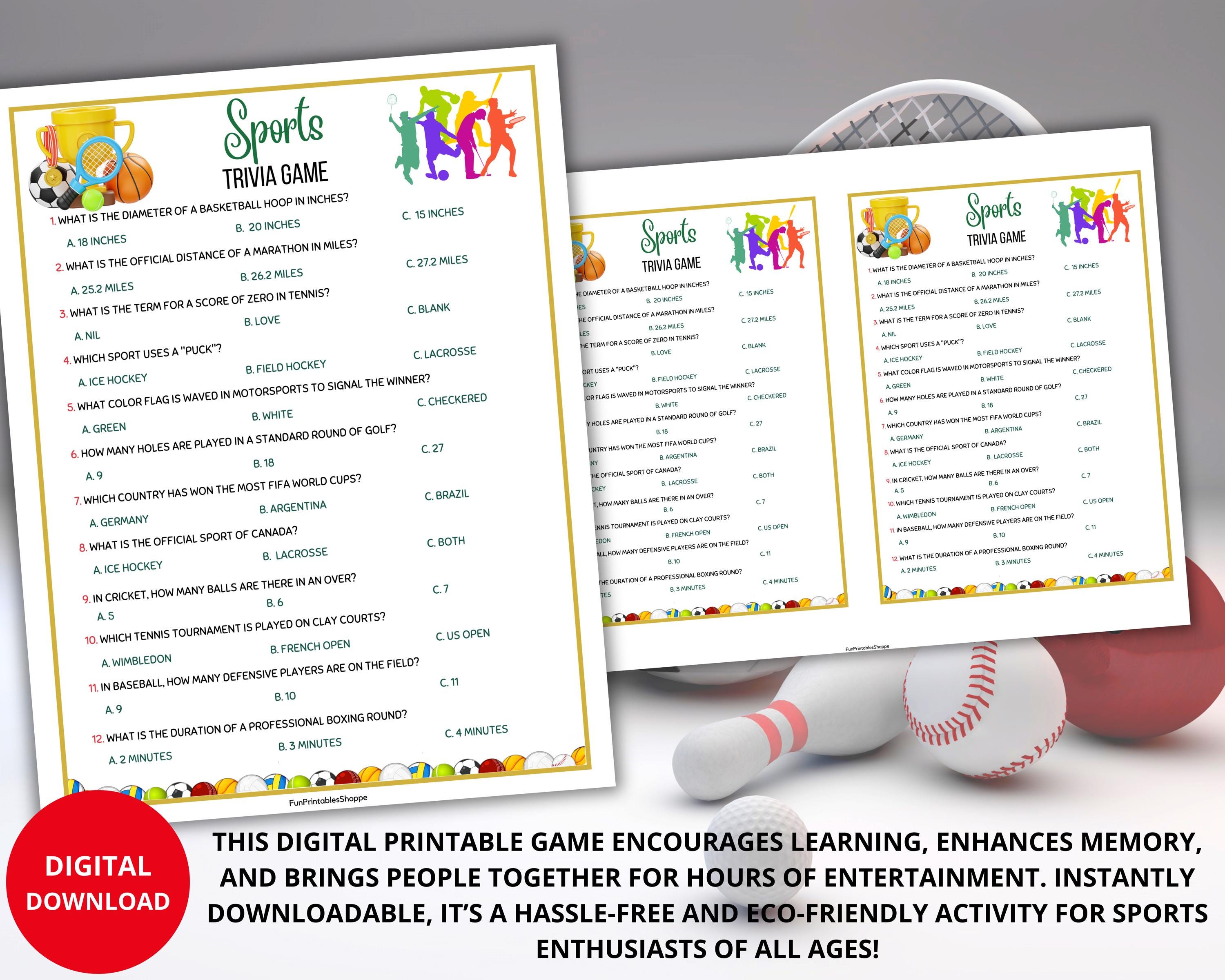 Sports Trivia Game,sports Theme Trivia,basketball Trivia,baseball Quiz ...