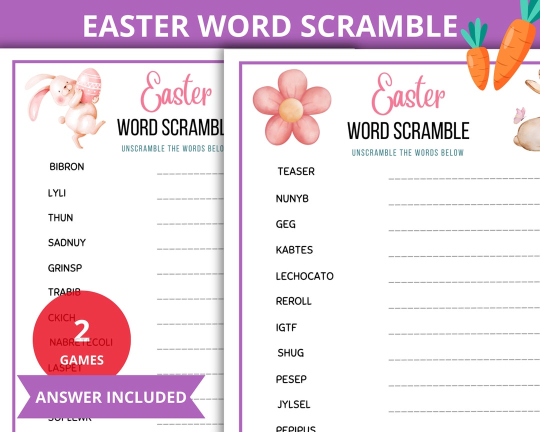 Easter Word Scramble,easter Games,easter Activity,easter Trivia,kids ...