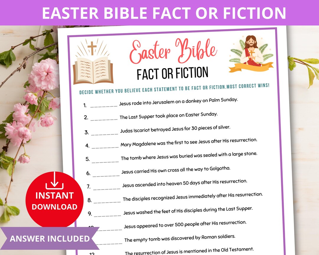Easter Bible Fact or Fiction Game,easter Bible Quiz,easter Story Game ...