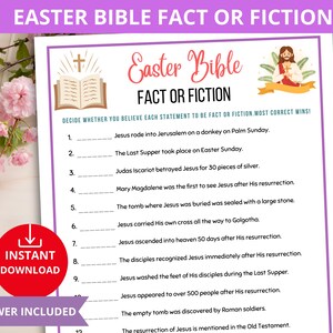 Easter Bible Fact or Fiction Game,easter Bible Quiz,easter Story Game ...