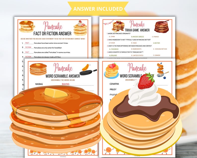 Pancake Game Bundle,pancake Party Games,pancake Day Game,slumber Games ...