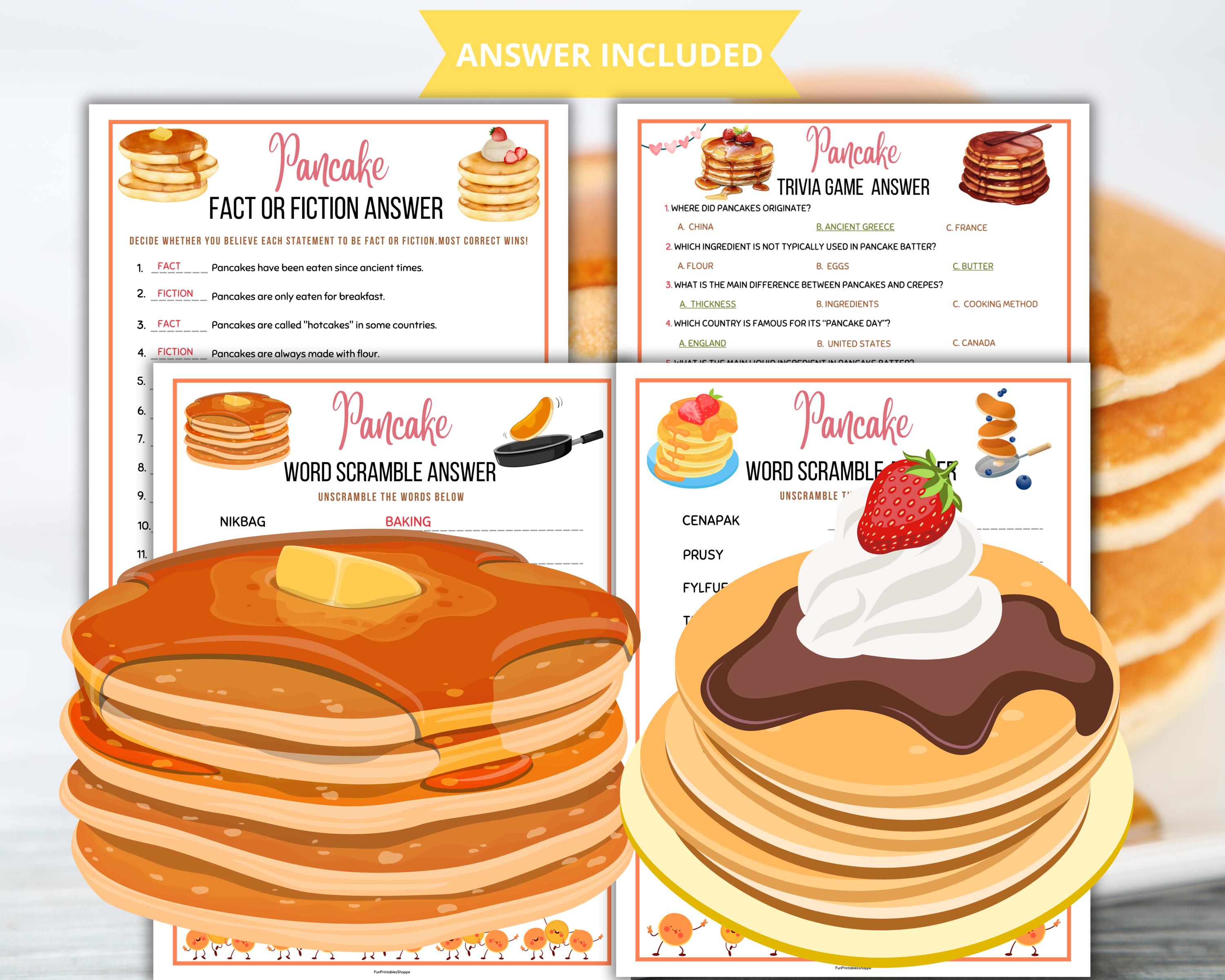 Pancake Game Bundle,pancake Party Games,pancake Day Game,slumber Games ...