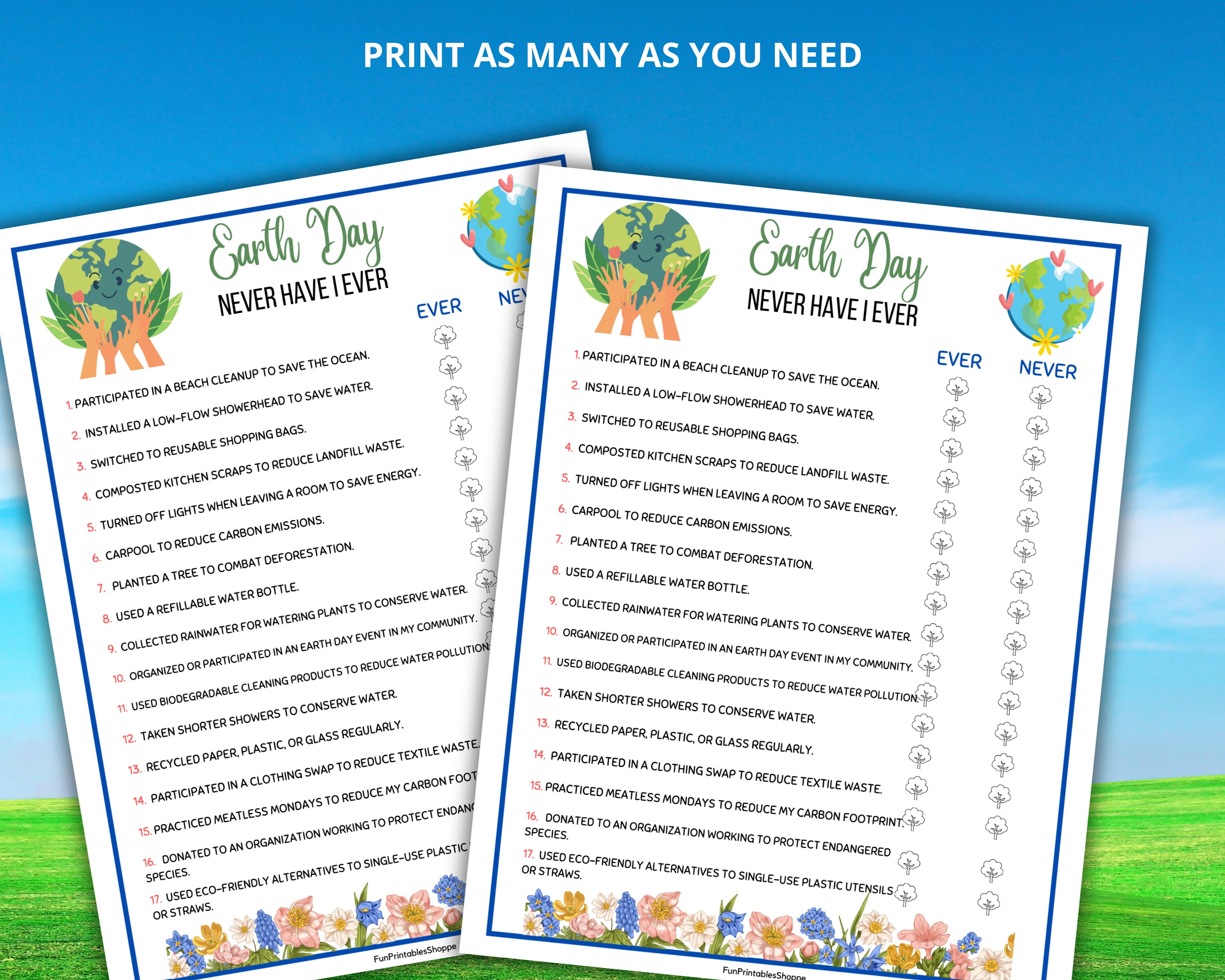 Never Have I Ever Earth Day,earth Day,printable, Games for Couples ...