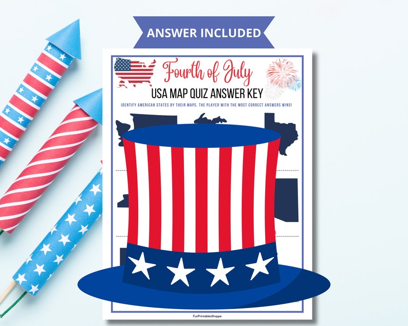 United States Map Quiz,patriotic Trivia,4th of July Activity,us ...