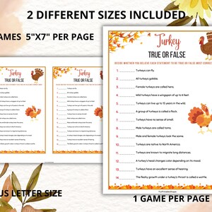 Turkey Day Quiz,thanksgiving Turkey Game,thanksgiving Fact or Fiction ...