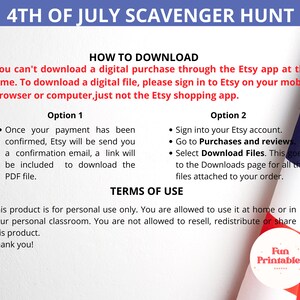 Fourth of July Scavenger Hunt,patriotic Scavenger Hunt,july 4th Party ...