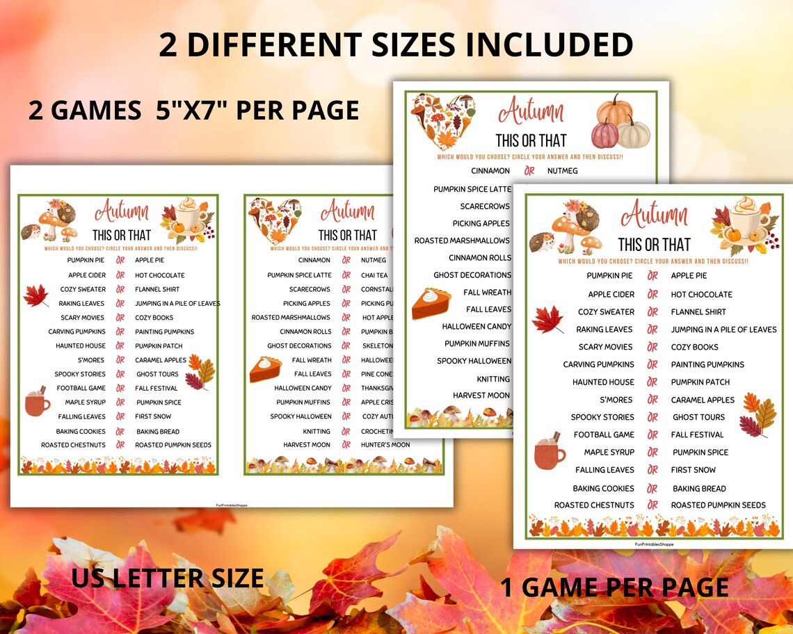 Fall This or That,fall Trivia,autumn Party Game,fall Time Activities ...