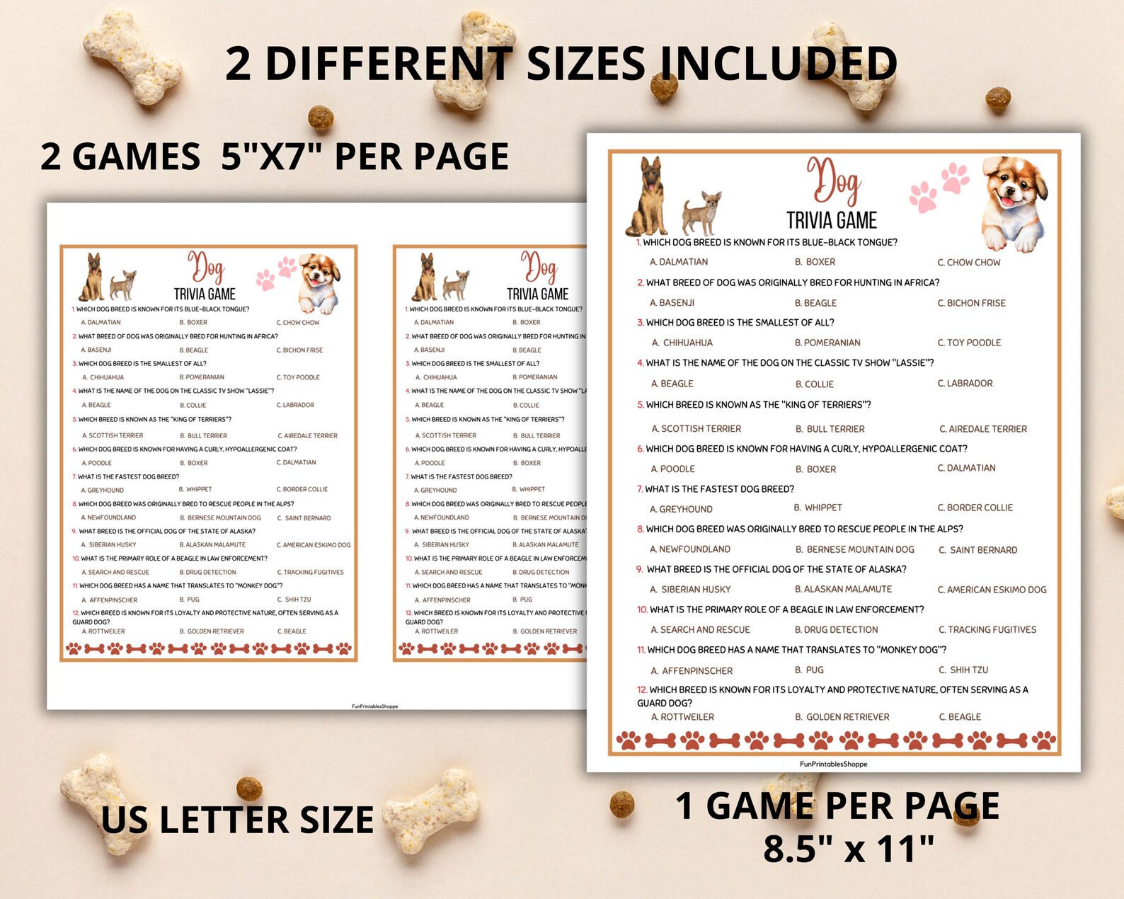 Dog Trivia Game,pets Trivia Game,animal Trivia,dog Party Game,pets ...