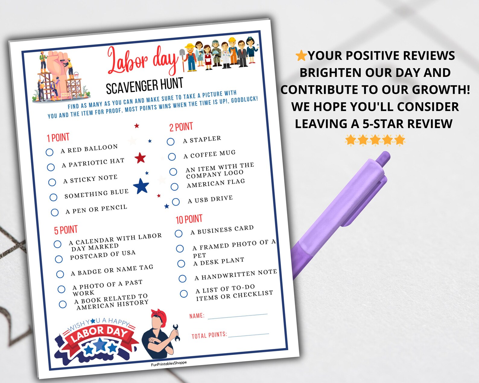 Labor Day Scavenger Hunt,labor Day Treasure Hunt,america Scavenger Hunt ...