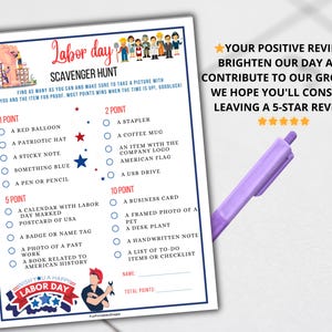 Labor Day Scavenger Hunt,labor Day Treasure Hunt,america Scavenger Hunt ...