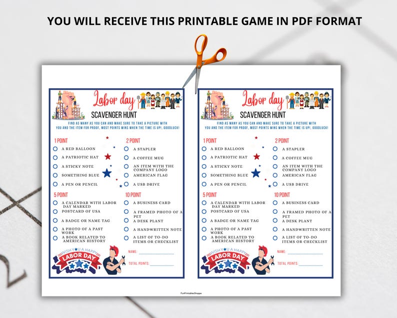 Labor Day Scavenger Hunt,labor Day Treasure Hunt,america Scavenger Hunt ...