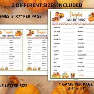 Fall Finish the Phrase,pumpkin Party Game,pumpkin Trivia,pumpkin ...