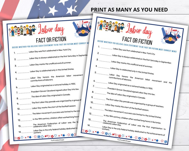 Labor Day Fact or Fiction,labor Day Trivia,american Trivia,trivia ...