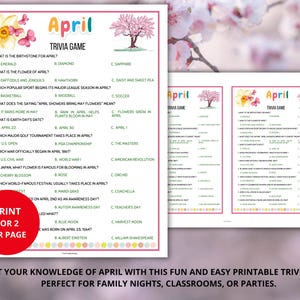 April Trivia Games,monthly Trivia Quiz,spring Party Games,april Games ...