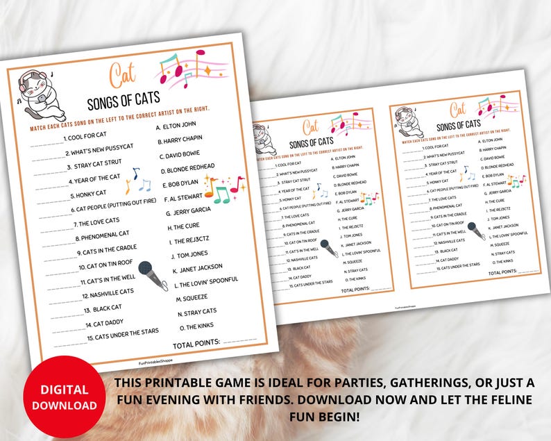Songs of Cats Matching Game,cats Trivia,cats Song Match,pets Music Quiz ...