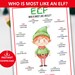 Who is Most Like an Elf,christmas Elf Game,mix and Mingle Game,family ...