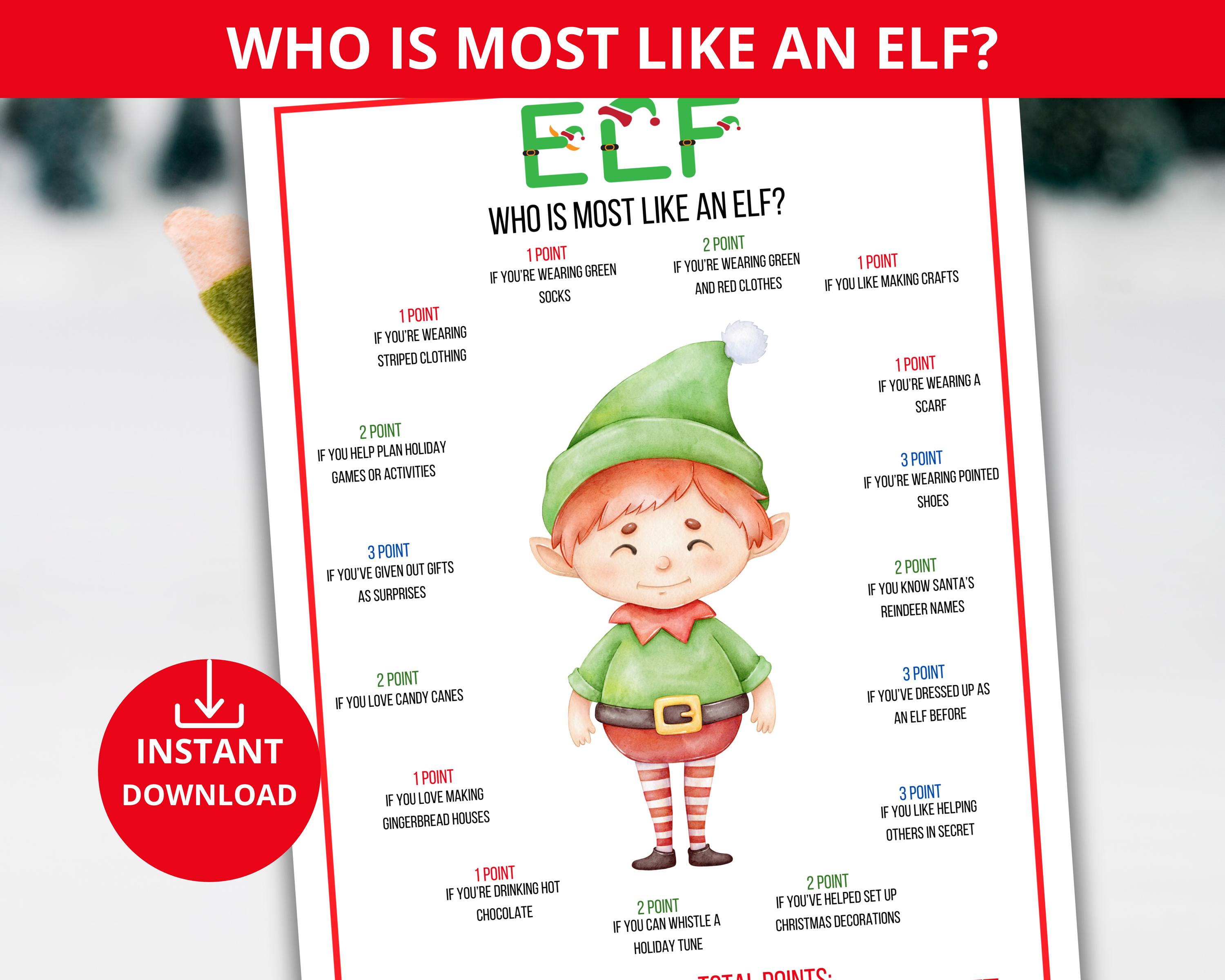 Who is Most Like an Elf,christmas Elf Game,mix and Mingle Game,family ...