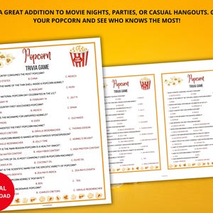Popcorn Trivia Game,popcorn Quiz Game,food Trivia,popcorn Bar Activity ...