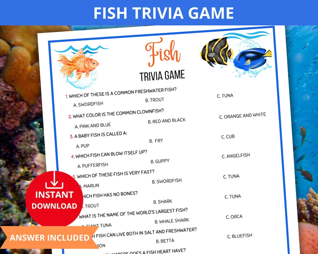 Fish Trivia Game,ocean Animal Trivia,sea Anima Quiz,marine Life Trivia ...