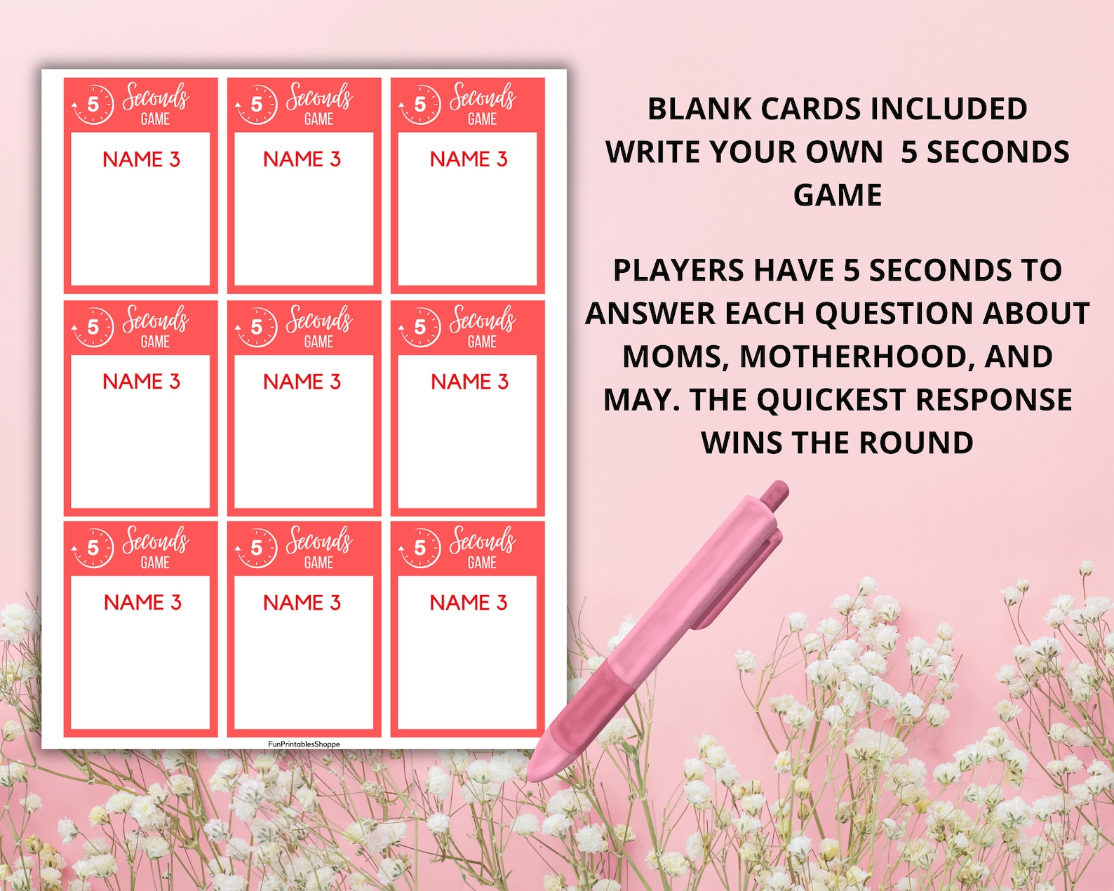 Mother's Day 5 Second Game,adults,mothers Day Activities,mother's Day ...