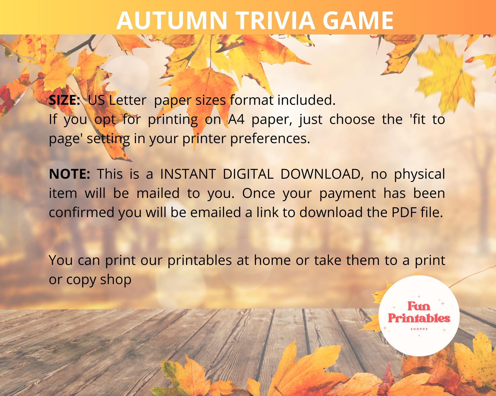 Fall Trivia Game,autumn Trivia Quiz,fall Party Game,autumn Activity ...